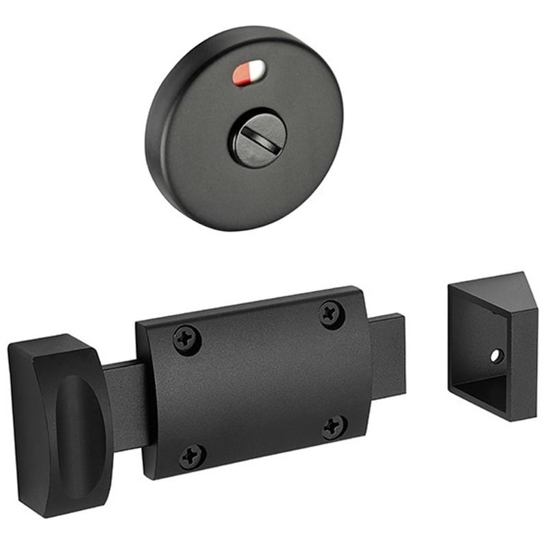 Toilet Cubicle Curved Door Lock with Indicator Matt Black – Simco Direct